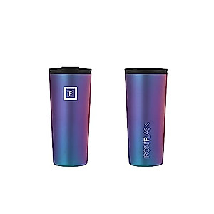 IRON °FLASK Classic Tumbler 2.0-2 Lids (Straw Flip), Vacuum Insulated Stainless Steel Water Bottle, Double Walled, Thermos Travel Mug - Aura, 24 Oz