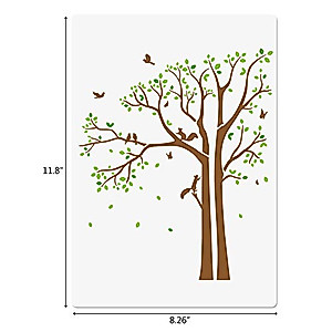 Tree Branches Stencils Painting on Wood, 2 Pcs Family Tree Reusable Templates for Canvas Paper Art Journaling Mixed Media DIY Scrapbooking A4 Size 8.3"x11.7"