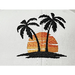 Hepandy Palm Tree Embroidered Baseball Cap for Women Men Girl, Summer Beaches Outdoor White Trucker Hats Adjustable Snapback Golf Dad Hats
