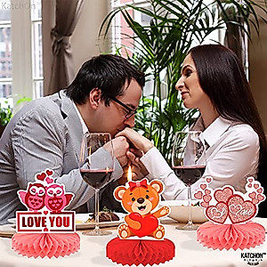 Big, Valentines Day Table Decorations - Pack of 9 | Red, Pink Valentine Honeycomb Decorations | Valentines Day Decor | Valentines Day Centerpiece Decorations | Valentines Day Decorations for the Home