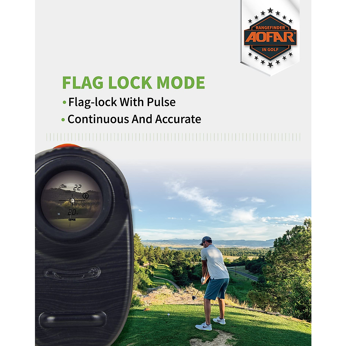 AOFAR GX-2S Golf Rangefinder Slope On/Off, Flag-Lock with Vibration, 600 Yards Range Finder, 6X 25mm Waterproof, Carrying Case, Free Battery, Gift Packaging