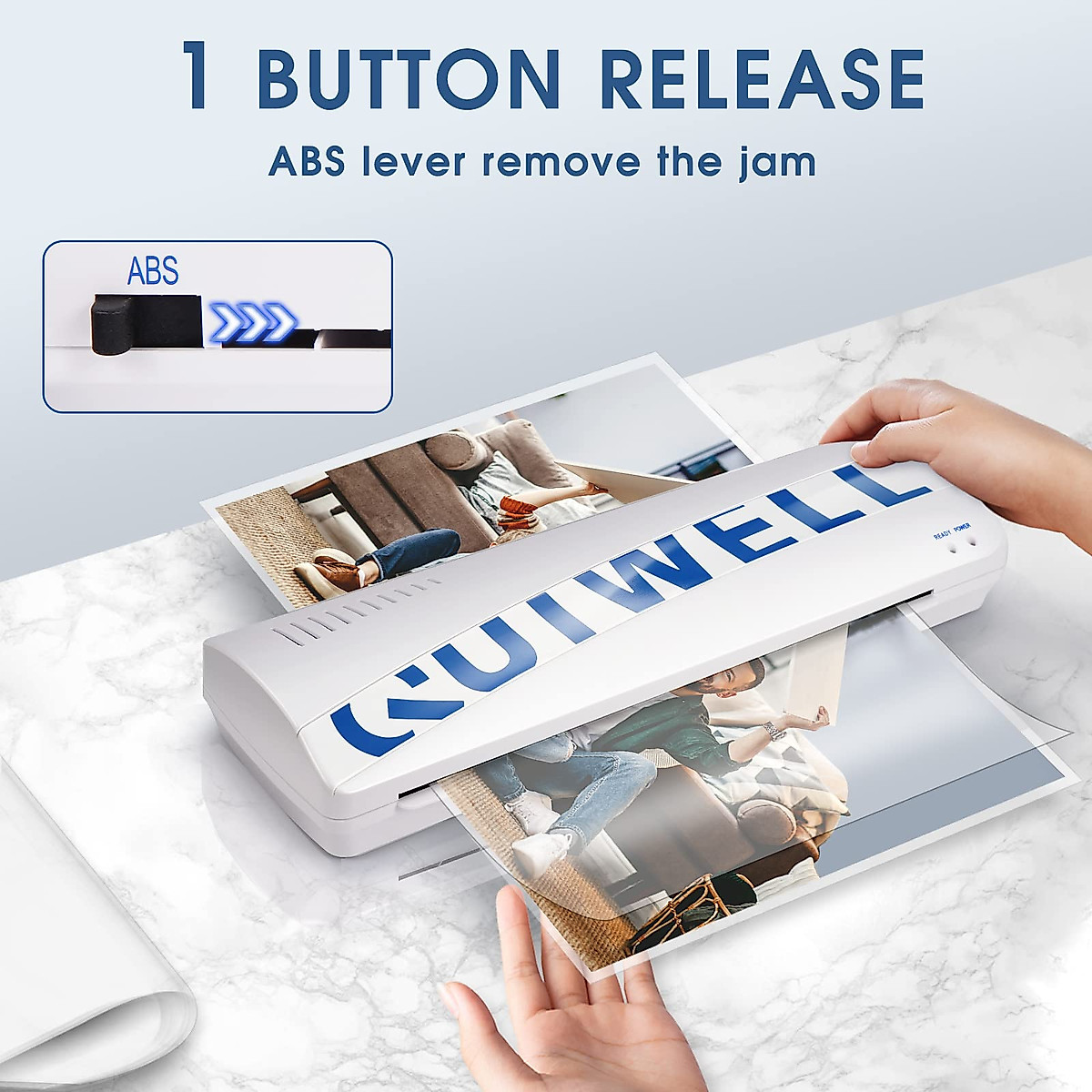 QUIWELL 9 in 1 Laminator, Laminator Machine with 20 Laminating Sheets, 9 Inches Thermal Laminating Machine with Paper Trimmer, Corner Rounder, Hole Punch, Bonus Busy Book for Home Office School Use