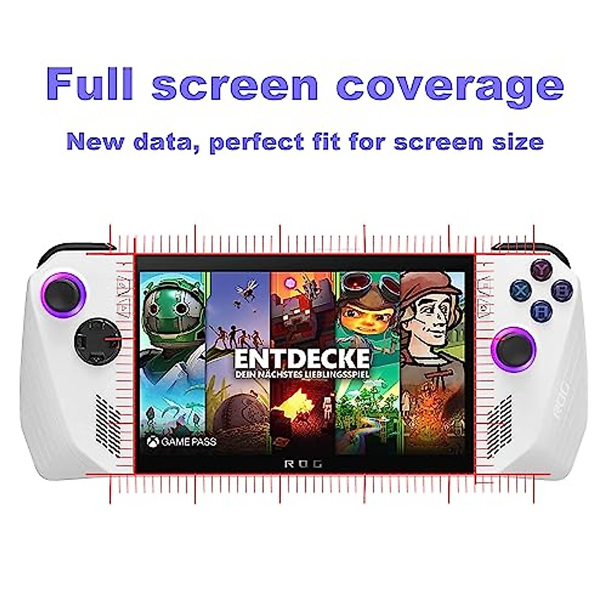 Suttkue for Asus ROG Ally Screen Protector, Anti-Scratch Tempered Glass flim, （Full coverage improvement model） Case Friendly, No white edges,Anti-Scratch (2 PACK)