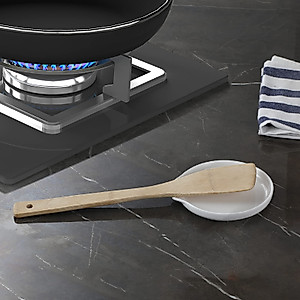 GDCZ Ceramic Spoon Rest for Stove Top 5 Inches Large Spoon Holder for kitchen Counter, Coffee Spoon Rest, Cooking Utensil Rest, Kitchen Accessories, Dishwasher Safe, Set of 1,White