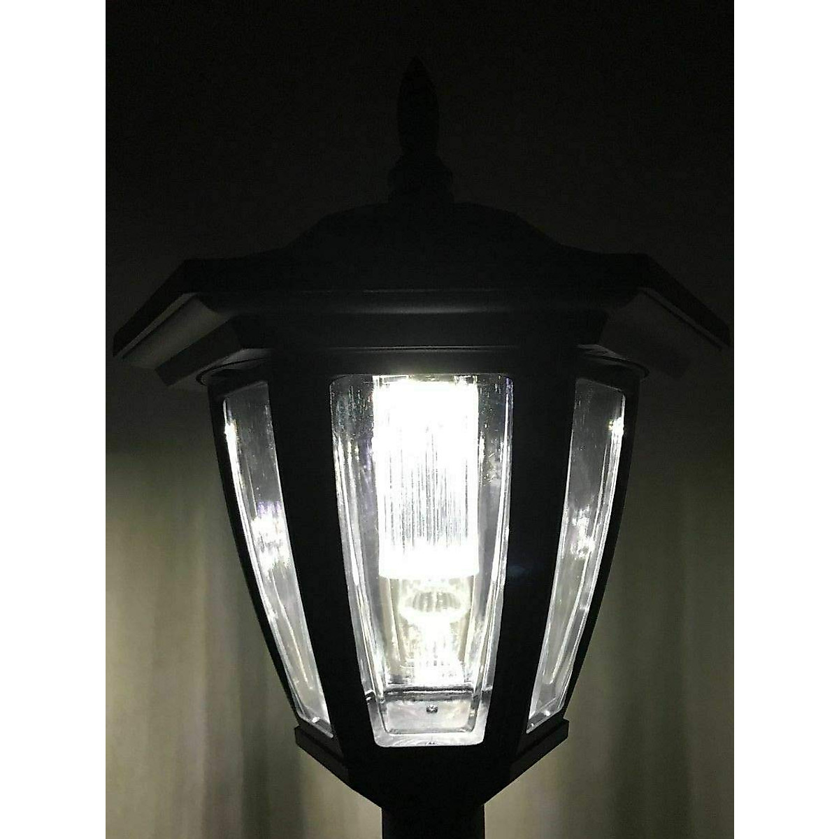 AFFORDABLE Outdoor Garden Set of 2 Solar Black Finish Color Hexagon 6"X6" Fence Post Cap Light with White SMD LEDs for 6"x6" Wood & PVC Fence Post