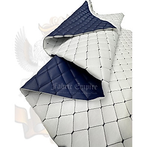 Vinyl Quilted Foam Fabric with 3/8" Foam Backing Upholstery / 52" Wide/Sold by The Yard/FABRIC EMPIRE (Blue hq Black Threading)