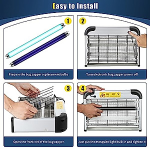 Qualirey T8 Bug Zapper Replacement Bulbs, 10W Bug Zapper Light Bulb for 20W Electronic Bug Zapper, Effectively Attracts Most Flying Bugs 13 Inch Mosquito Light Bulb for Indoor Outdoor (4 Pack)