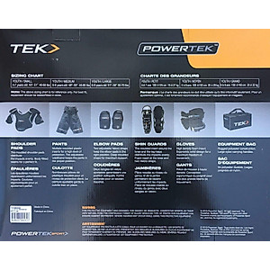 PowerTek V3.0 6-Piece Youth Ice Hockey Equipment Pads, Starter Set Kit (Large)