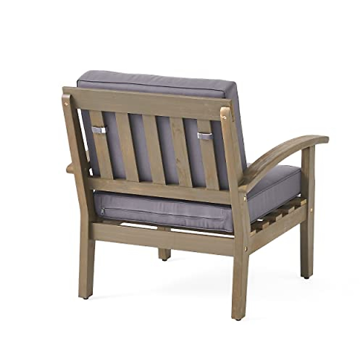 Christopher Knight Home Keanu Outdoor Wooden Club Chairs (Set of 2), Gray/Dark Gray