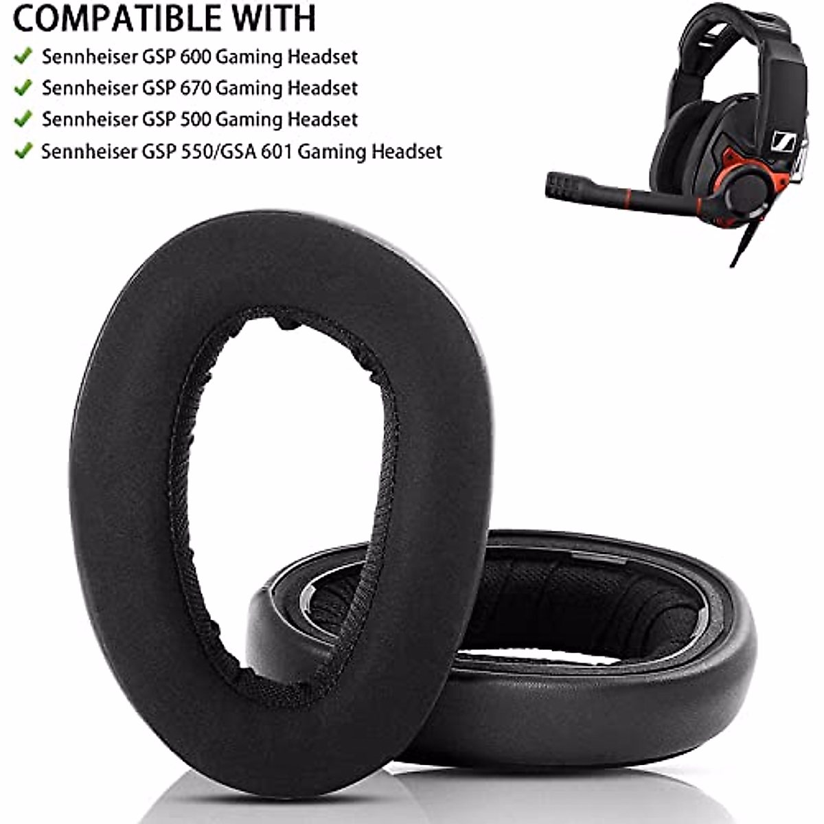 GSP 600 Ear Pads Cushions Headphones Replacement Parts Accessories Compatible with Sennheiser GSP 670 GSP 500 GSP 600 Gaming Headset, Easy to Install