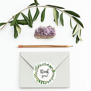 Greenery Wreath Thank You Stickers, 2 inch 50Pcs Self-Adhesive Thank You Labels Great for Wedding, Small Business, Bakeries, Handmade Goods Birthday Party Favors Labels & Mailing Supplies.