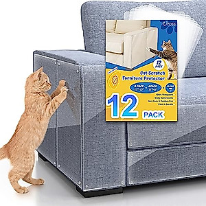 Uross Cat Scratch Furniture Protector - 12 Pack Couch Corner Sofa Protector for Cats, Anti Scratch Cat Furniture Protector, 8PCS 17" x 12" + 4 PCS 17" x 6" Cat Scratch Guards Deterrent for Furniture