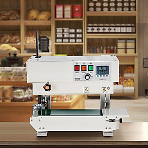 VEVOR Continuous Bag Band Sealing Machine, 0.24-0.47 in/6-12 mm Seal Width, Vertical Band Sealer Machine with Digital Temperature Control, Carbon Steel Bag Sealer for 0.02-0.8 mm Plastic Bags Films