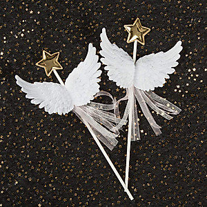 UUYYEO 12 Pcs Small Angel Wings Fabric Wings Applique Patches for DIY Crafts White