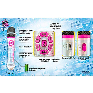 LOL Surprise Remix OMG Bluetooth Karaoke Microphone with LED Disco Party Lights, Portable Bluetooth Speaker Compatible with Apple Samsung Siri and Google Assistant, Karaoke Machine for Kids