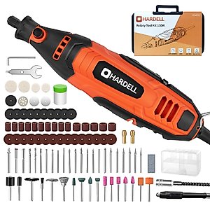 HARDELL Rotary Tool Kit, 130w Rotary Tool with 95 Pcs Accessories,Flex Shaft, 6 Variable Speed for Crafting Projects and DIY Creations,Cutting,Polishing,Sanding,Curving,Drilling