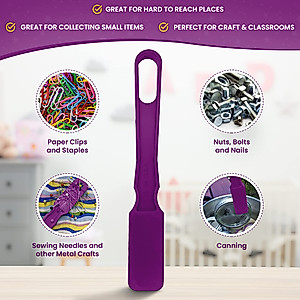 MR CHIPS Made in USA Bingo Magnetic Wand & ¾ Inch Purple Plastic Chips with Metal Rings - 100 Upgraded Pieces Bingo Chips Magnetic, Support American Jobs