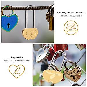 VeYocilk 3.5" 50mm Love Lock Double Heart Padlock Without Key for Lovers Wedding,Valentines,Anniversary,Travel(NO Key)