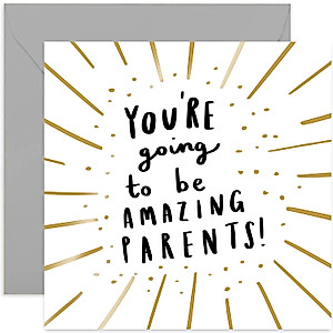 Old English Co. Going To Be Amazing Parents Card - Gold Foil Pregnancy Announcement | Parents To Be Welcome Little One | Blank Inside & Envelope Included