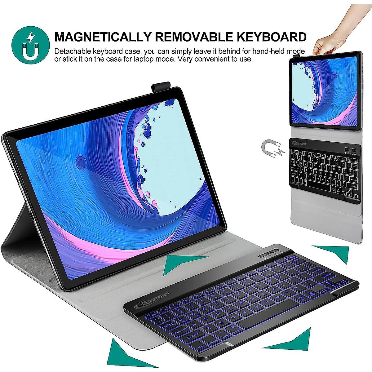 Qoosea for Samsung Galaxy Tab A7 Lite Bluetooth Keyboard Detachable Bluetooth Keyboard for Galaxy Tab A7 Lite 8.7 inch with Magnetically Wireless Bluetooth Keyboard Black