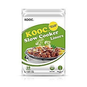 [NEW] KOOC Disposable Slow Cooker Liners and Cooking Bags, 1 Pack(10 Counts), Large Size Pot Liners Fit 4QT to 8.5QT, 13"x 21", Fresh Locking Seal Design, Suitable for Oval & Round Pot, BPA Free