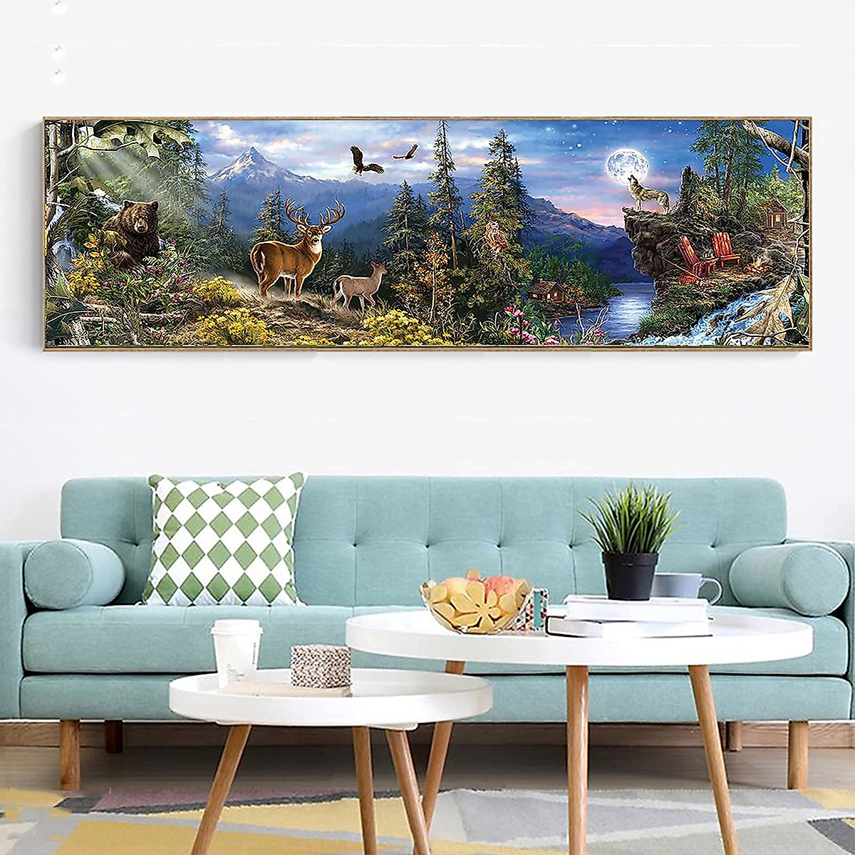 YALKIN 5D Diamond Painting Kits for Adults (35.4x11.8inch) DIY Large Forest Full Round Drill Cross Stitch Embroidery Pictures Arts Paint by Number Kits Diamond Painting Kits for Home Wall Decor