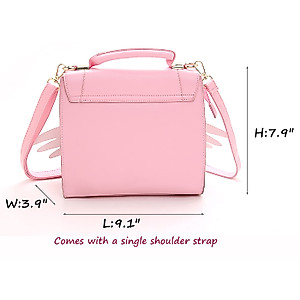 XTAPAN Women's Fashion Top Handle Cute Angel Wings Cross Body Shoulder Bags Girls Kawaii Handbag Small Lightweight Wallets Casual Purse Zipper bag For Daughter's Friend's Birthday Gifts 9.1" Dark Pink