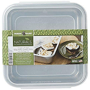 Nordic Ware Natural Aluminum Commercial Square Cake Pan with Lid, Exterior 9.88 x 9.88 Inches