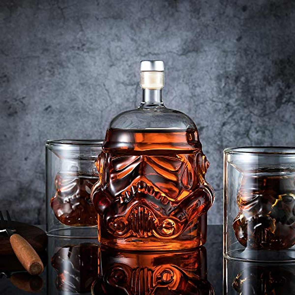 Whiskey Decanter Set Transparent Creative with 2 Glasses,Gifts for Men,Whiskey Flask Carafe Decanter with 4 Whiskey Stones & Tong,Whiskey Carafe for Brandy,Scotch,Vodka,Gifts for Dad,Husband,Boyfriend