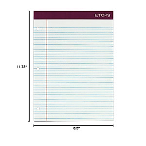 TOPS Docket Gold Writing Pads, 8-1/2" x 11-3/4", Narrow Rule, 3-Hole Punched, White Paper, 100 Sheets, 2 Pack (99706)