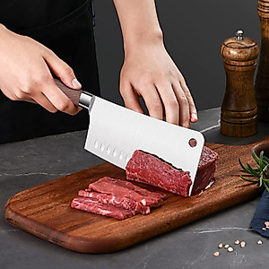 GUANCI Meat Cleaver, 6.5 inch Cleaver Knife Stainless Steel Chinese Kitchen Knife German High Carbon Steel Meat Cutting Knife with Rosewood Handle Anti-rust