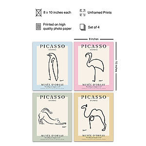 Pablo Picasso Wall Art & Decor - Gallery Wall Art Set - Cat Home Decor - Picasso Poster - Pablo Picasso Poster Prints - Modern Wall Art - Contemporary Wall Art - Housewarming Gifts for Women