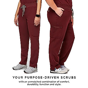 FIGS YOLA High Waisted Skinny Scrub Pants for Women - Burgundy, Regular XS