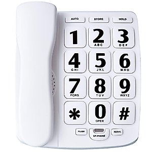 Big Button Phone for Elderly, JeKaVis J-P02 Amplified Phones for Hearing Impaired Aid Home Corded Phone Landline for Seniors Phone for Hard of Hearing House Phone, White
