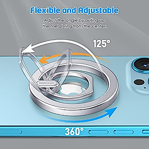 WixGear Magnetic Phone Grip, Magnetic Phone Ring Holder with Adjustable Kickstand, Compatible Only with iPhone 13, 12/12 Pro / 12 Pro Max / 12 Mini (Silver)