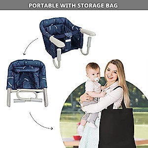 Teglu Hook On High Chair, Portable Clip on High Chair Washable with Harness for Home Travel, Fast Table Chair for Baby Toddler 6-36 Month-33lb(Blue)