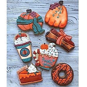 LILIAO Fall/Autumn Cookie Cutter Set - 8 Piece - Pumpkin, Pumpkin Spice Latte, Pie Slice, Donuts, Tall Pumpkin and Cinnamon - Stainless Steel - By Janka