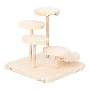 Balacoo Hamster Playground Wooden Small Animal Activity Toys Set Rat Playground Platform Climbing Ladder Chew Toy for Hamster Gerbil Mouse Chinchilla Beige