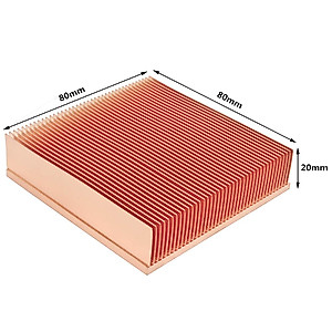 DIY Pure Copper Skiving Fin Heatsink 80x80x20mm / 3.15x3.15x0.79 inches for Electronic Chip LED Cooling