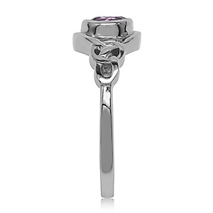 Silvershake Natural Amethyst White Gold Plated 925 Sterling Silver Celtic Knot Ring Size 6