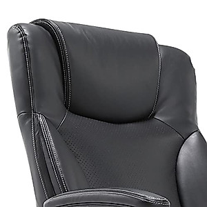 Serta Executive High Back Office Chair with Lumbar Support Ergonomic Upholstered Swivel Gaming Friendly Design, Bonded Leather, Black