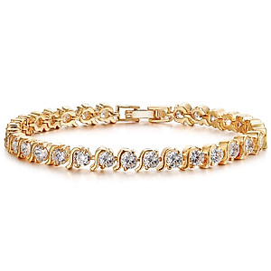 KZZENKI Mothers Day Gifts Gold Tennis Bracelets for Women Gold Bracelet 14K Plated Cubic Zirconia Bracelets for Women, Wedding Bracelets for Brides