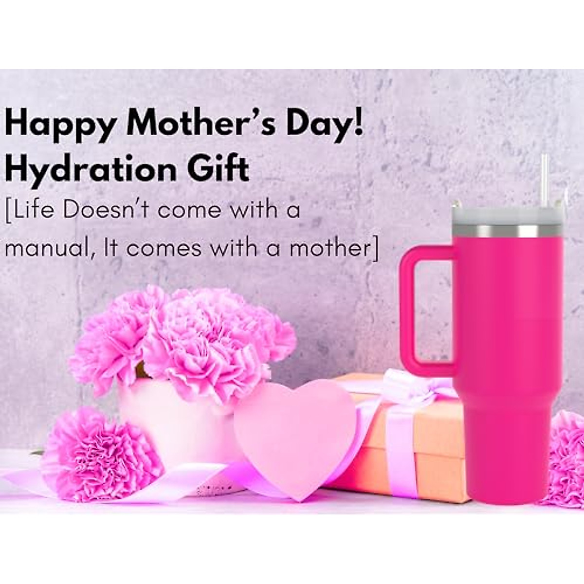 SEDBRÖS 40 Oz Tumbler With Handle And Straw Insulated Stainless Steel Travel Mug With Lid For Hot And Cold Drinks Quencher With Lid And Straw Leak Proof Spill Proof Hot Pink