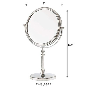 Danielle Creations 8-Inch Countertop Vanity Makeup Mirror, 1x and 10x Magnification, Silver