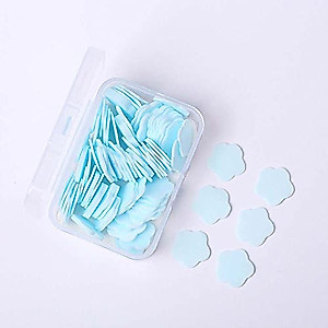 Mini Portable Travel Soap Paper Sheets,Flower Shape Disposable Paper Soap Flakes, Cleaning Washing Hand Toiletry Paper Soap Sheets(100pcs,blue)