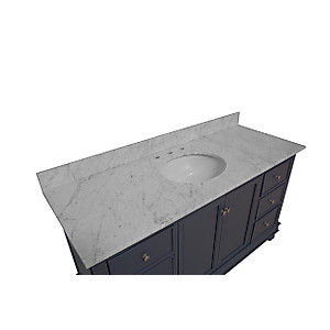 Kitchen Bath Collection Bella 60-inch Single Bathroom Vanity (Carrara/White): Includes White Cabinet with Authentic Italian Carrara Marble Countertop and White Ceramic Sink