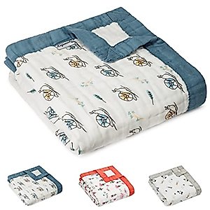 Kofaneek Blanket Toddler for Newborn, Infant, Unisex, Boy & Girl, 6 Layers Soft and Breathable, 43X43 inches, Ideal Lightweight Cotton Muslin (Blue Snail)