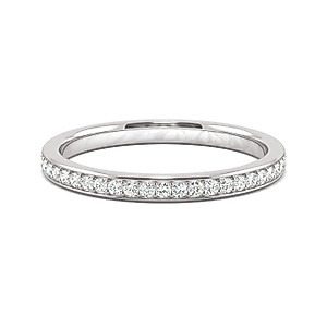 Charles & Colvard Created Moissanite 1.2mm Round Cut Wedding Band for Women | 0.18 cttw DEW | Lab Grown | Solid 14K White Gold with Rhodium | Size 7