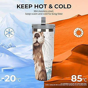 SYJTGDE Large Capacity Car Cup Sea Otter Fashionable Upgrade Car Cup Advanced And Beautiful Travel Cup