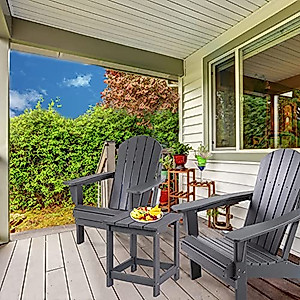 LZRS Adirondack Square Side Table, Pool Composite Patio Table,HDPE End Tables for Backyard,Pool, Indoor Companion, Easy Maintenance & Weather Resistant(Grey)